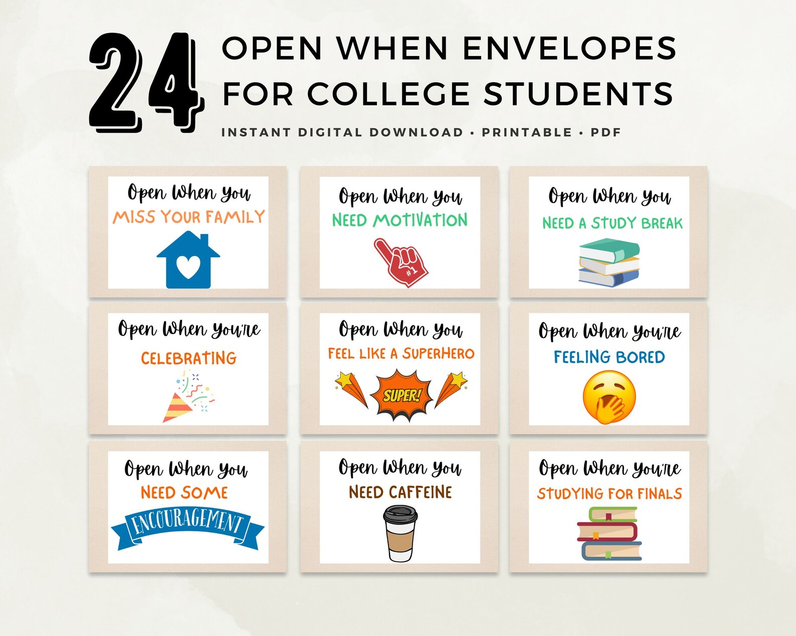 Open When Envelopes for College Students, Open When Cards for College ...