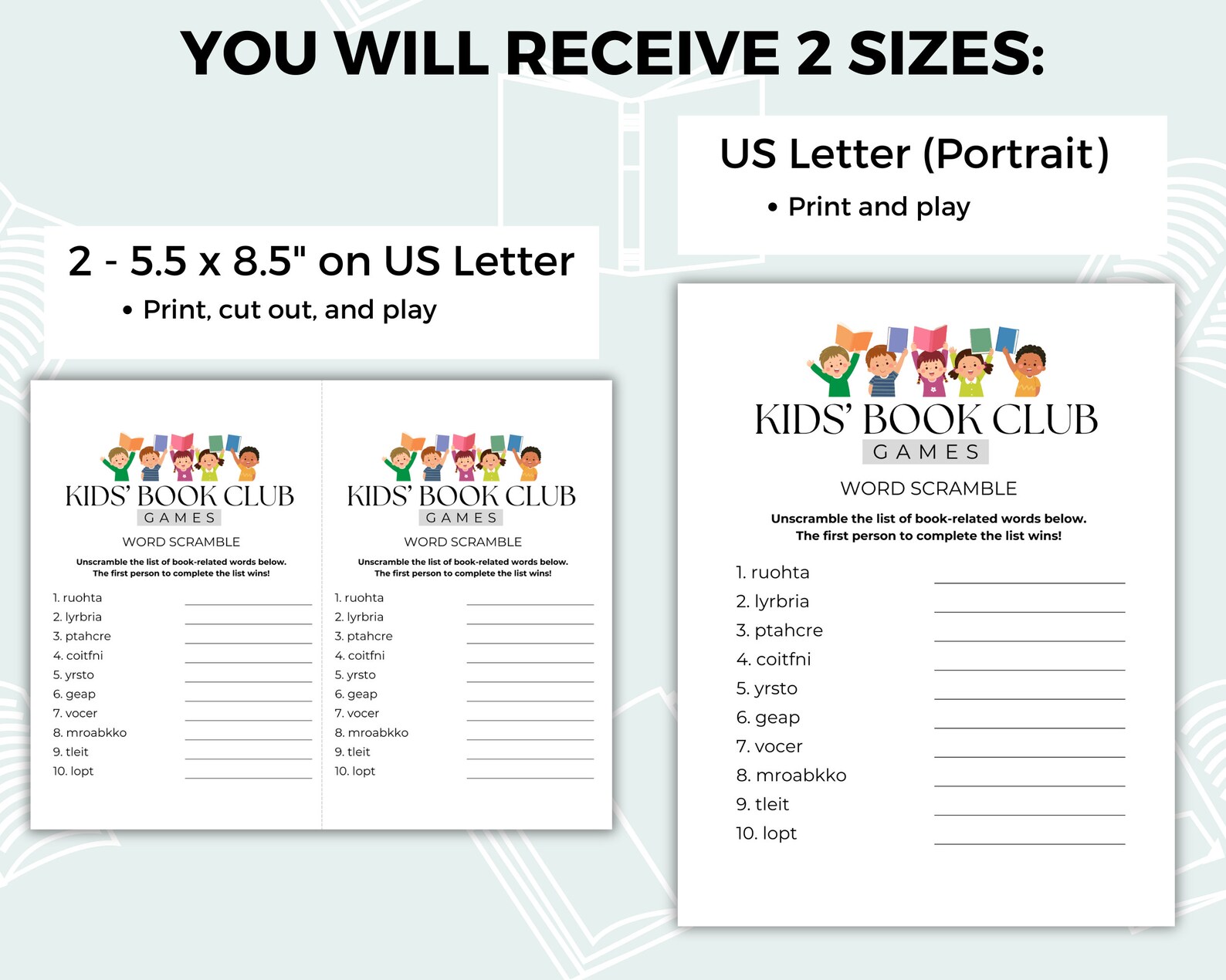 Kids Book Club Word Scramble Game, Kids Book Club Icebreaker Game, Kids ...