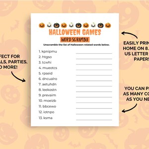 Halloween Word Scramble, Printable Halloween Word Scramble Game ...