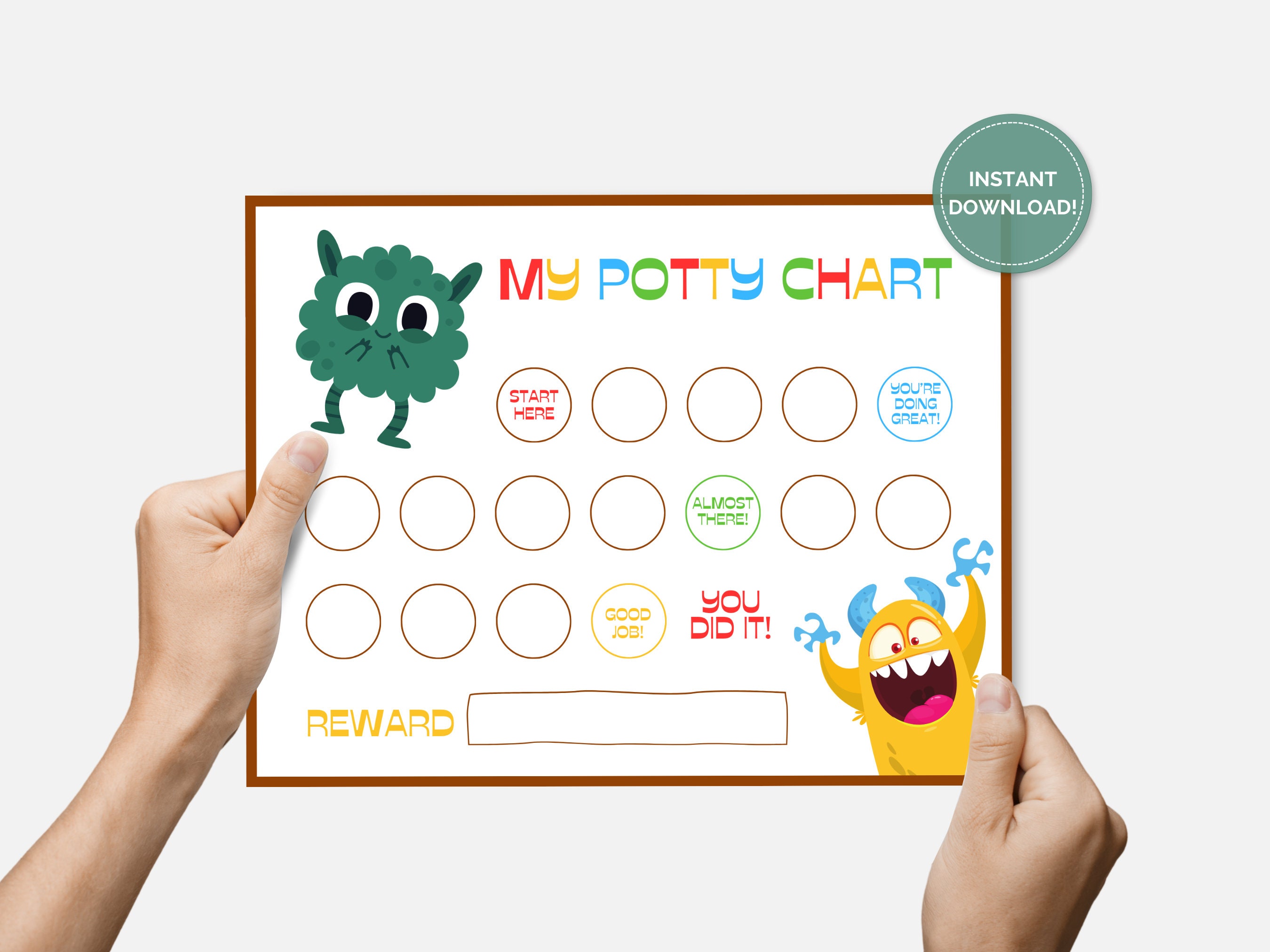 Happy Monster Potty Training Chart, Potty Training Chart Printable ...