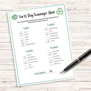 Earth Day Scavenger Hunt Printable, Earth Day Scavenger Hunt Worksheet ...