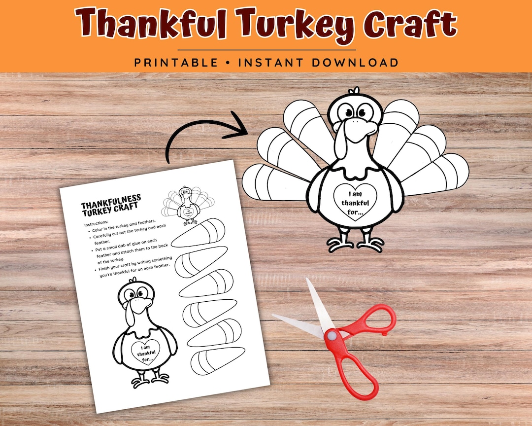 Thankful Turkey Craft, Gratitude Turkey Activity, Kids Turkey Craft ...