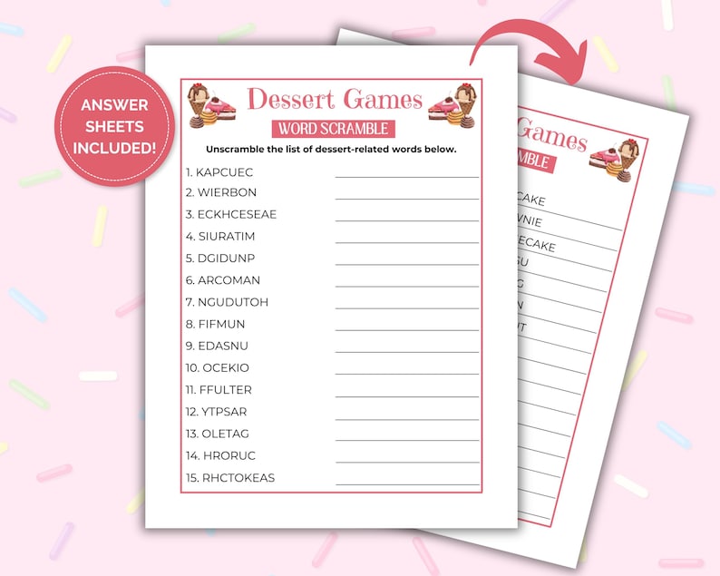 Dessert Games, Dessert Party Games, Dessert Trivia, Birthday Games ...