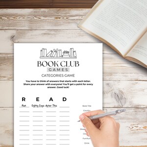 Book Club Categories Game, Book Club Icebreaker Game, Book Club Games ...