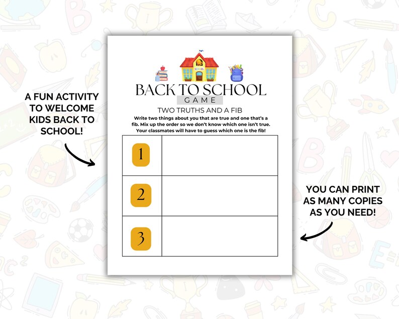 Two Truths and a Fib Game for Kids, Two Truths and a Lie, Back to ...