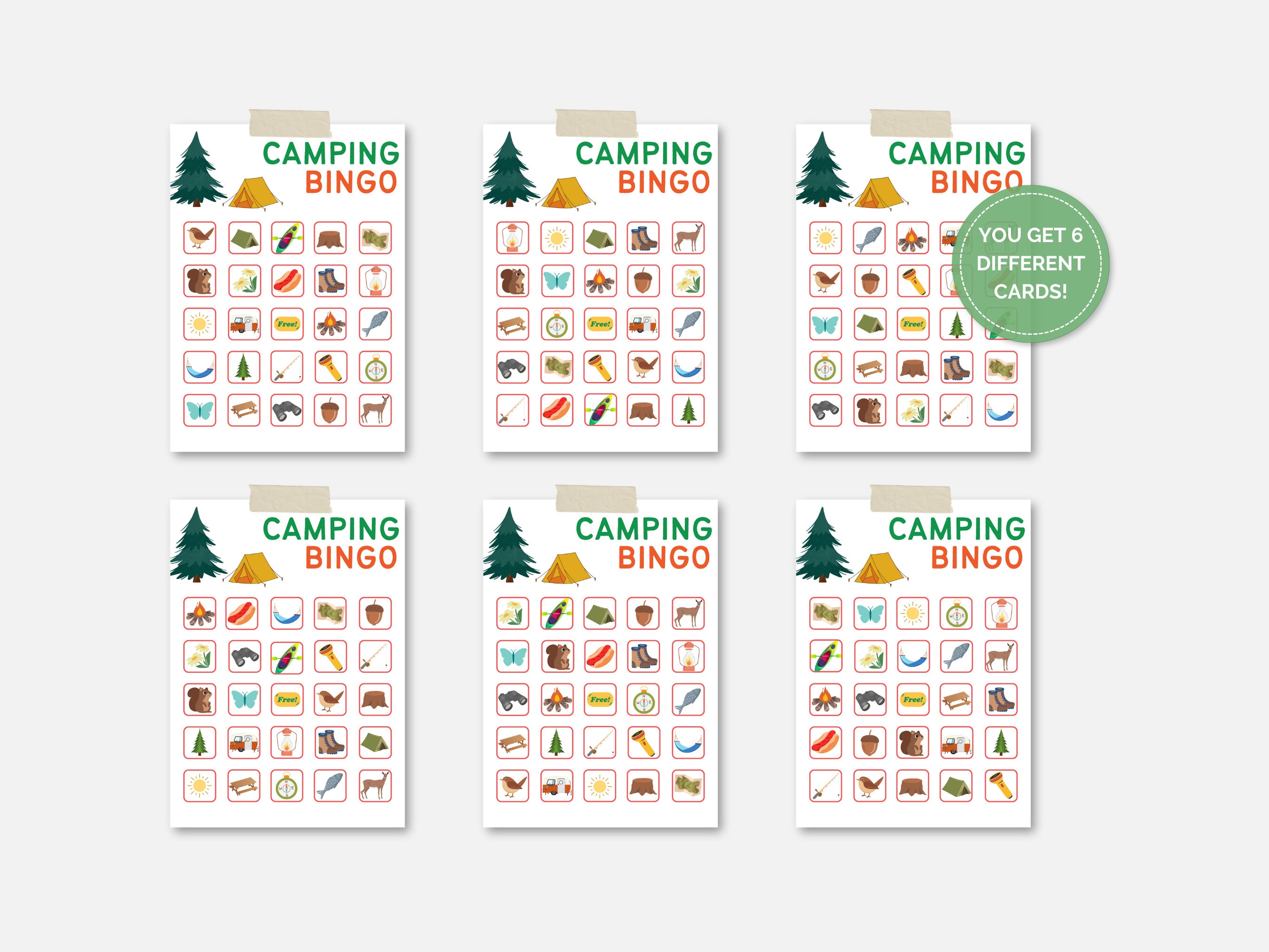 Camping Bingo, Printable Camping Trip Bingo Cards, Camping Trip Bingo ...
