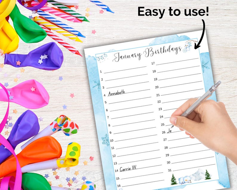 Printable Birthday Tracker, Birthday List Organizer, Birthday Reminder ...