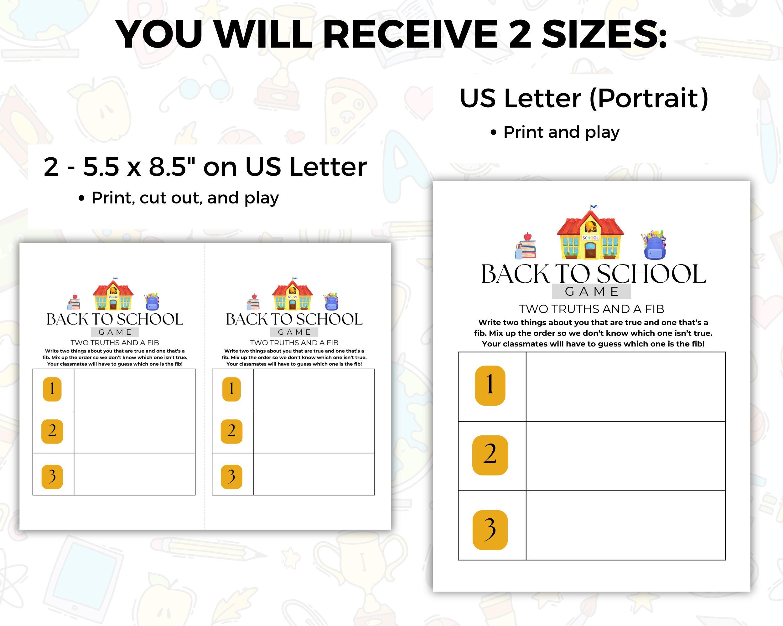 Two Truths and a Fib Game for Kids, Two Truths and a Lie, Back to ...