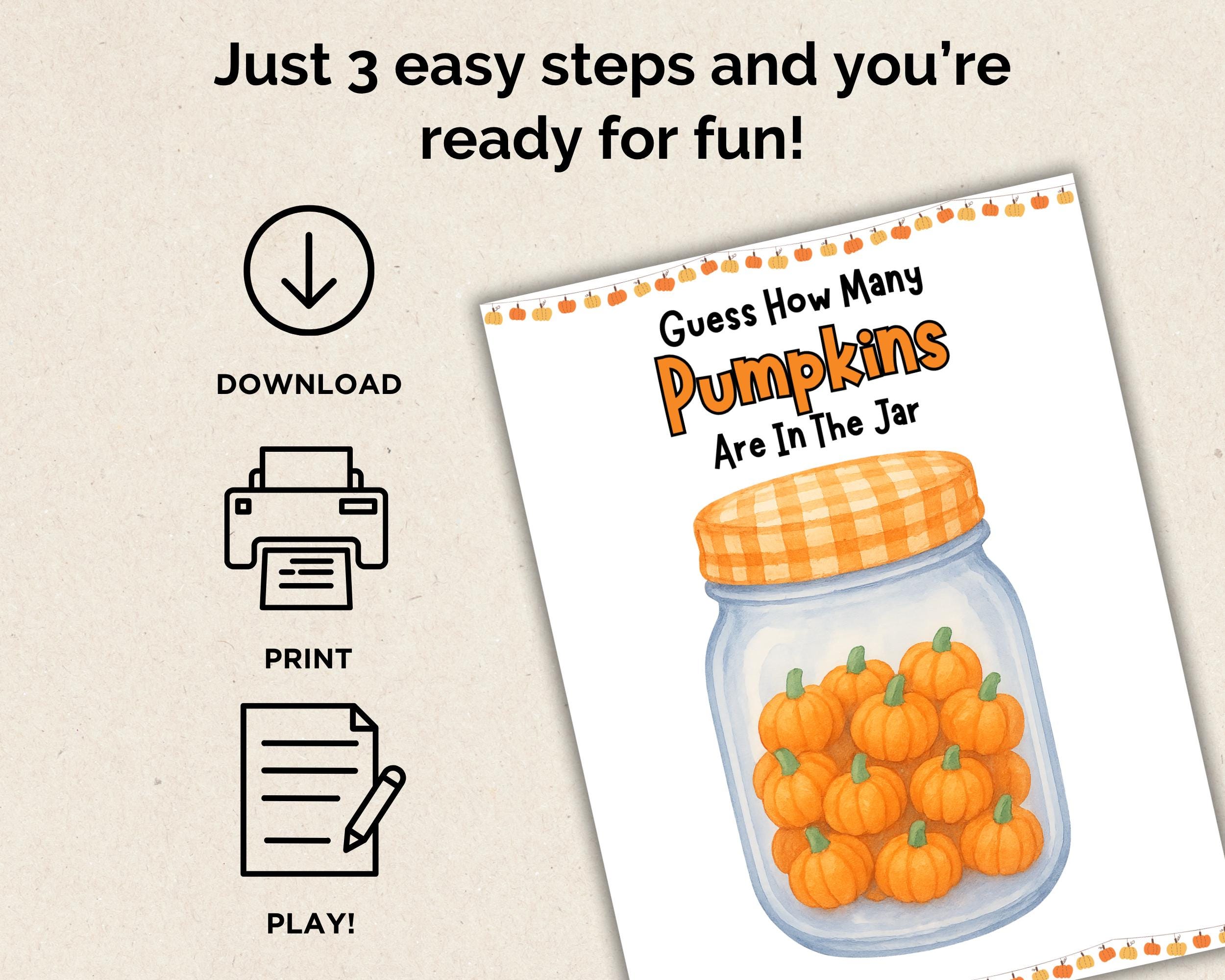 Guess How Many Candy Pumpkins in the Jar, Baby Shower Game, Kids ...