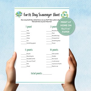 Earth Day Scavenger Hunt Printable, Earth Day Scavenger Hunt Worksheet ...