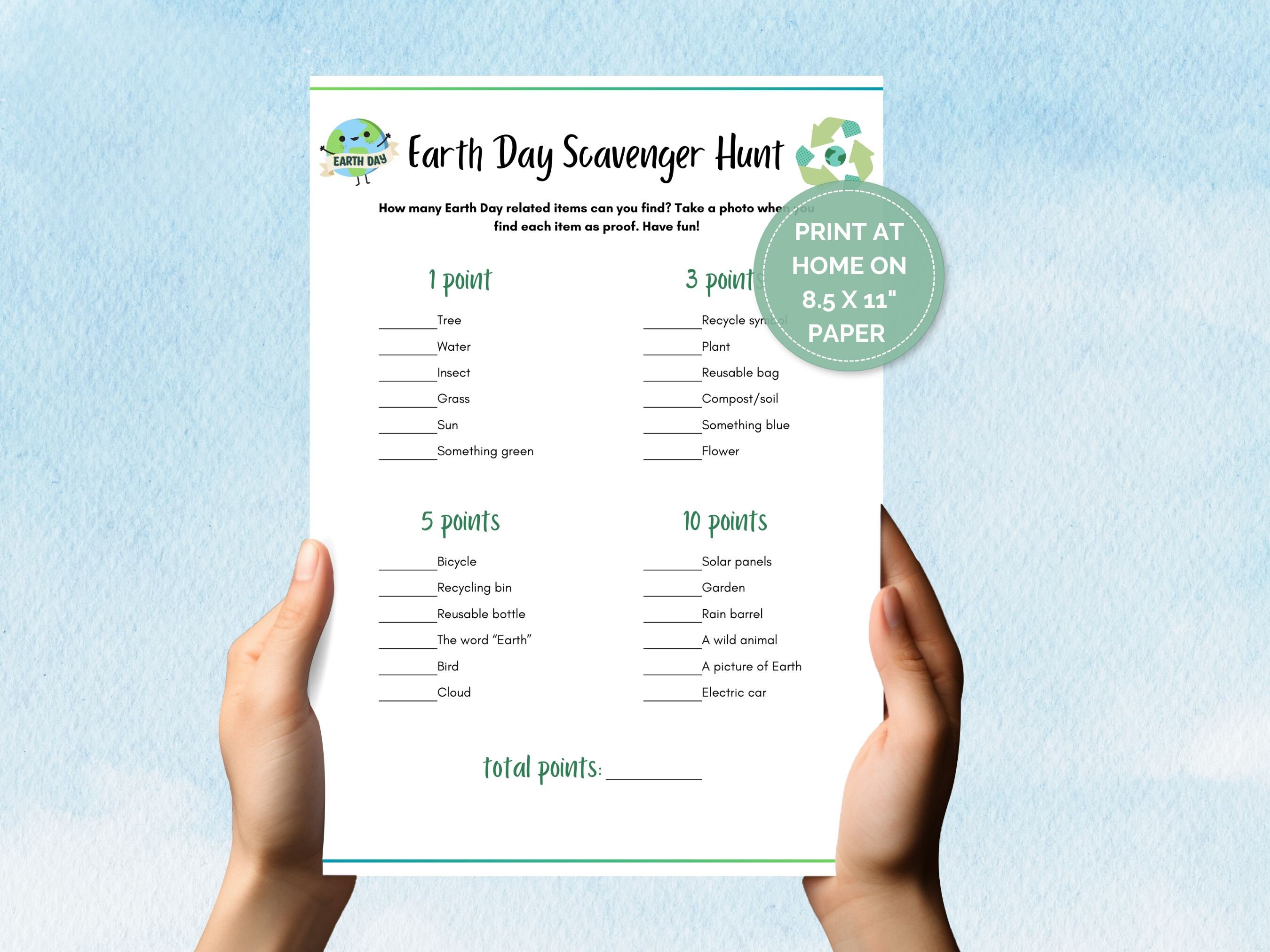 Earth Day Scavenger Hunt Printable, Earth Day Scavenger Hunt Worksheet ...