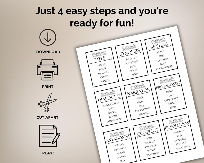 Book Club Forbidden Words Game, Guess the Word Game, Printable Book ...