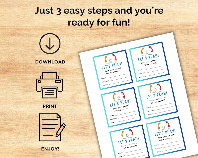 Kid's Play Date Cards, Kids Business Cards, Parent Contact Cards, Stay ...