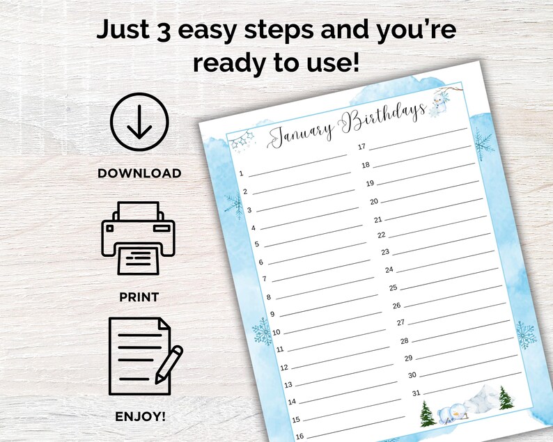 Printable Birthday Tracker, Birthday List Organizer, Birthday Reminder ...