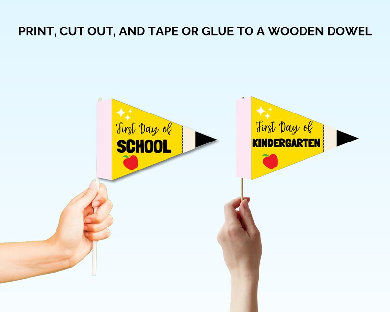 First Day of Kindergarten Pennant Flags, Printable Back to School Flags ...