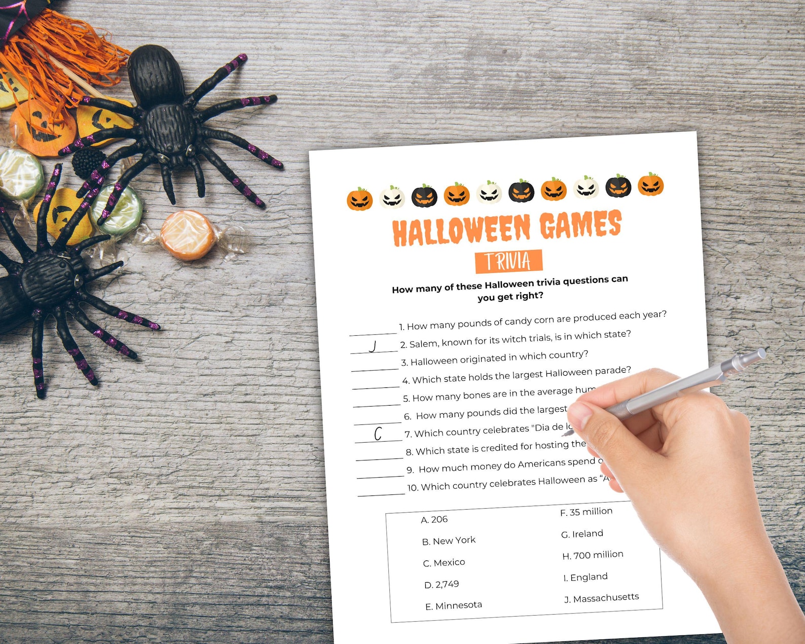 Halloween Trivia Game, Printable Halloween Trivia Activity, Spooky ...