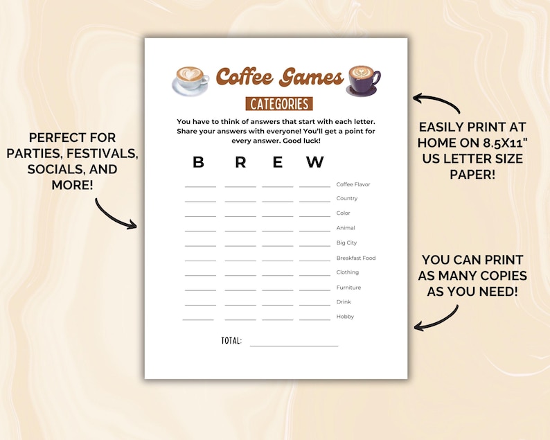 Coffee Games, Coffee Shop Games, Coffee Lover Games, Coffee Activities ...