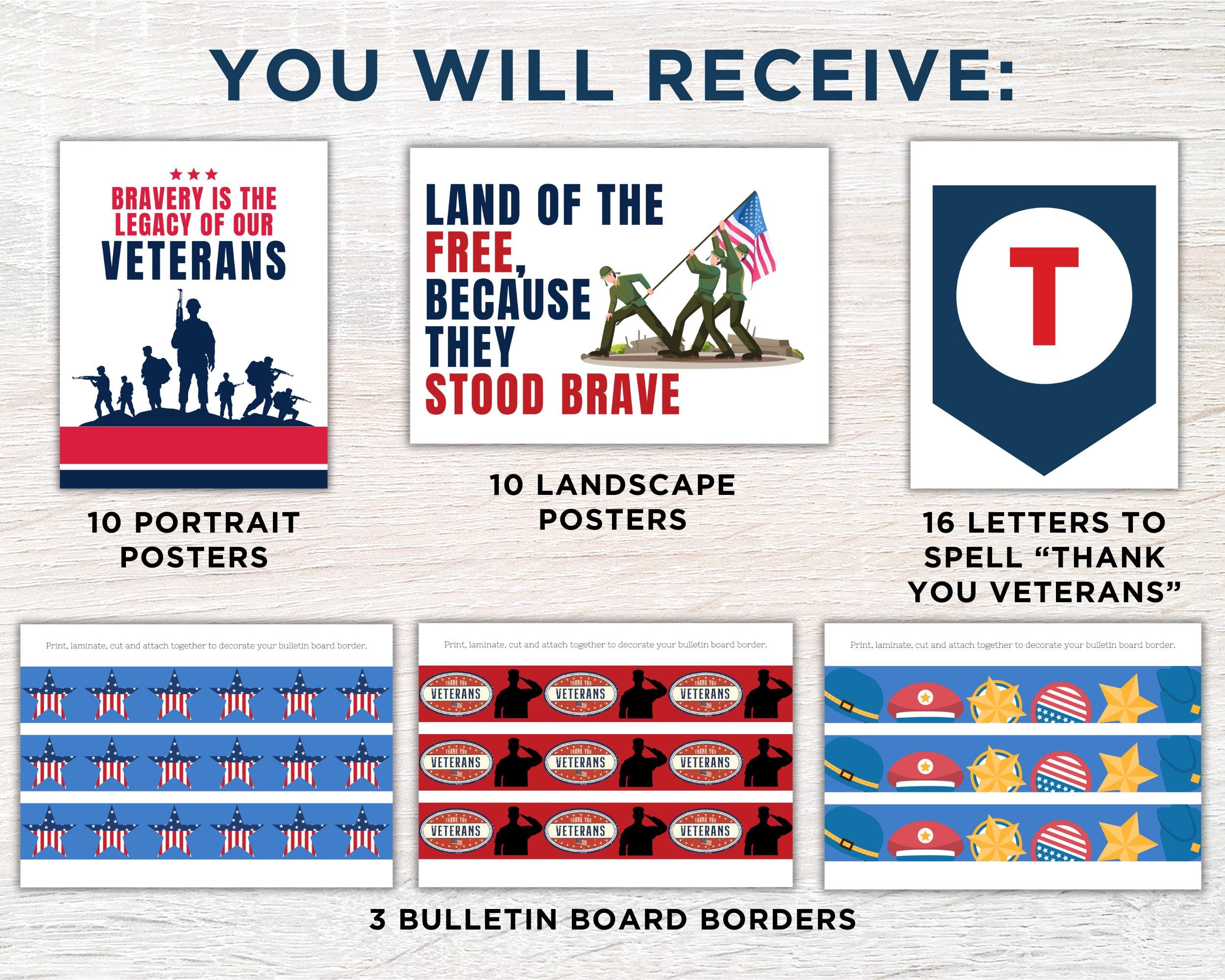 Veterans Day Bulletin Board Kit, Veterans Day Decor, November Bulletin ...