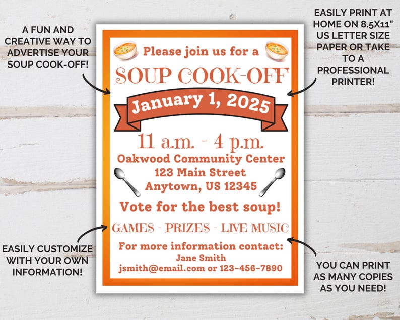 Editable Soup Cook-off Flyer, Soup Contest Flyer, Soup Cook Off, Soup ...