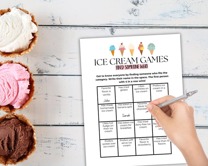 Ice Cream Find Someone Who Game, Ice Cream Game, Ice Cream Activity ...