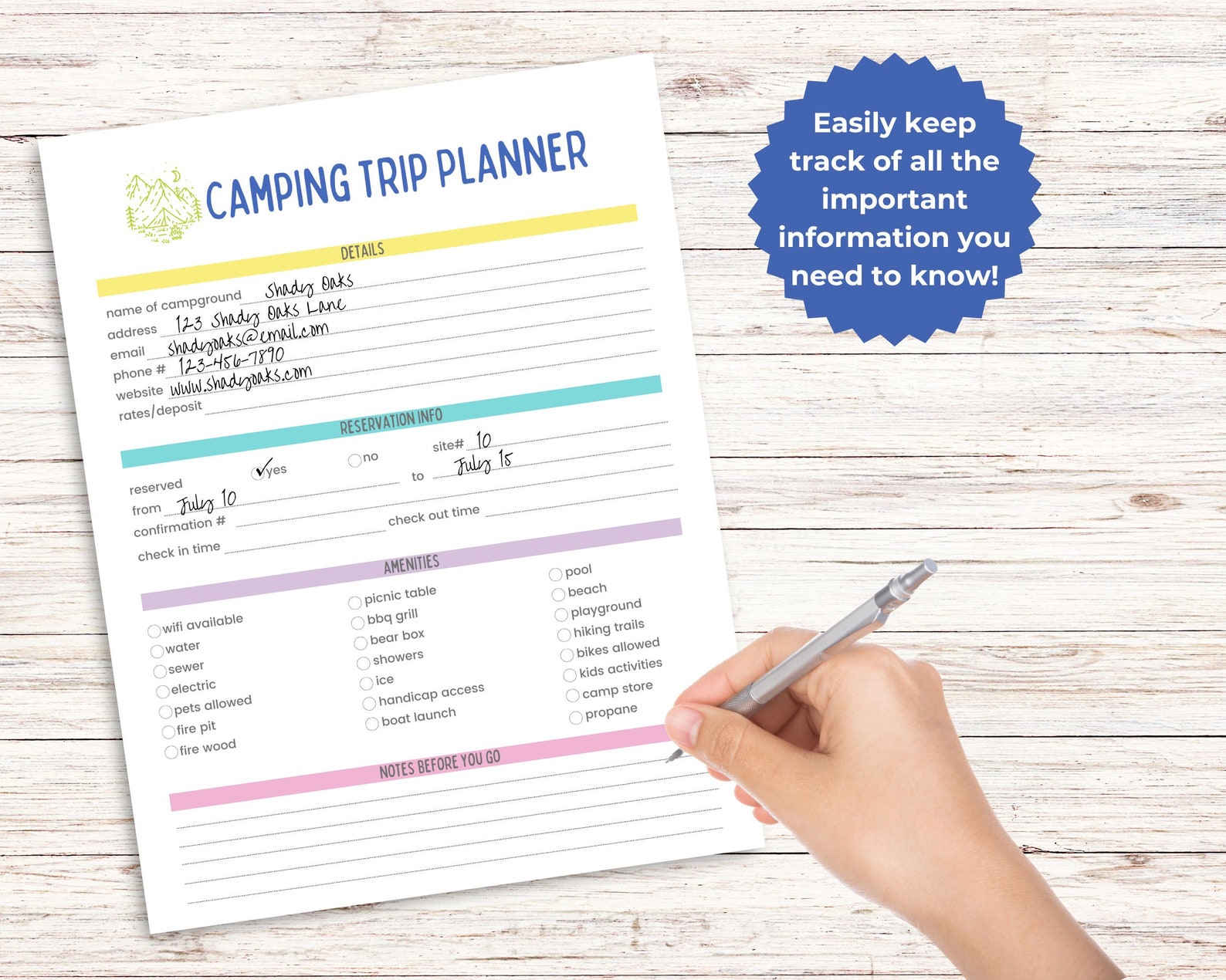 Camping Trip Planner, Printable Camping Planner, Camp Checklist, Camp ...