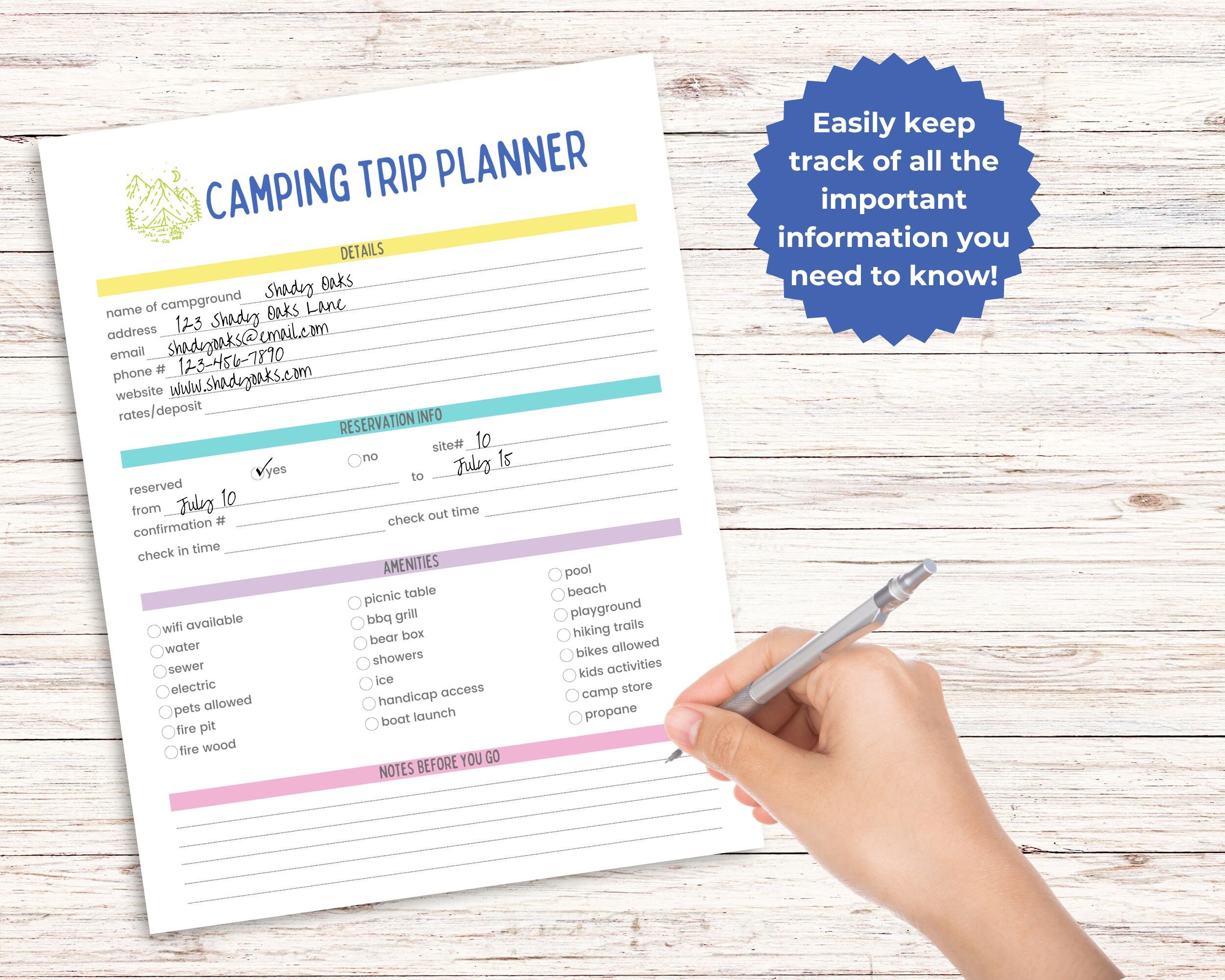 Camping Trip Planner, Printable Camping Planner, Camp Checklist, Camp ...