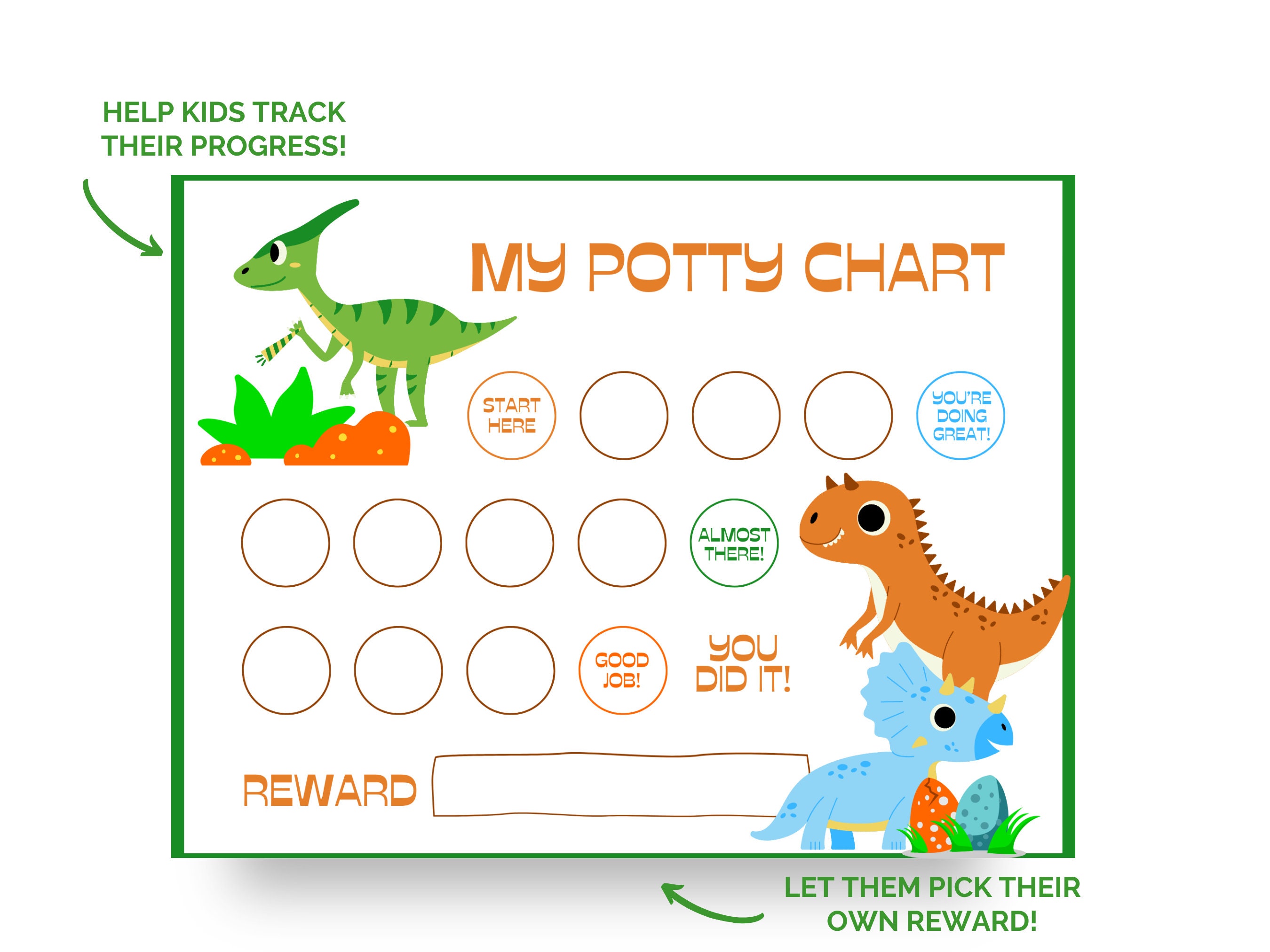 Dinosaur Potty Training Chart, Potty Training Chart Printable, Potty ...