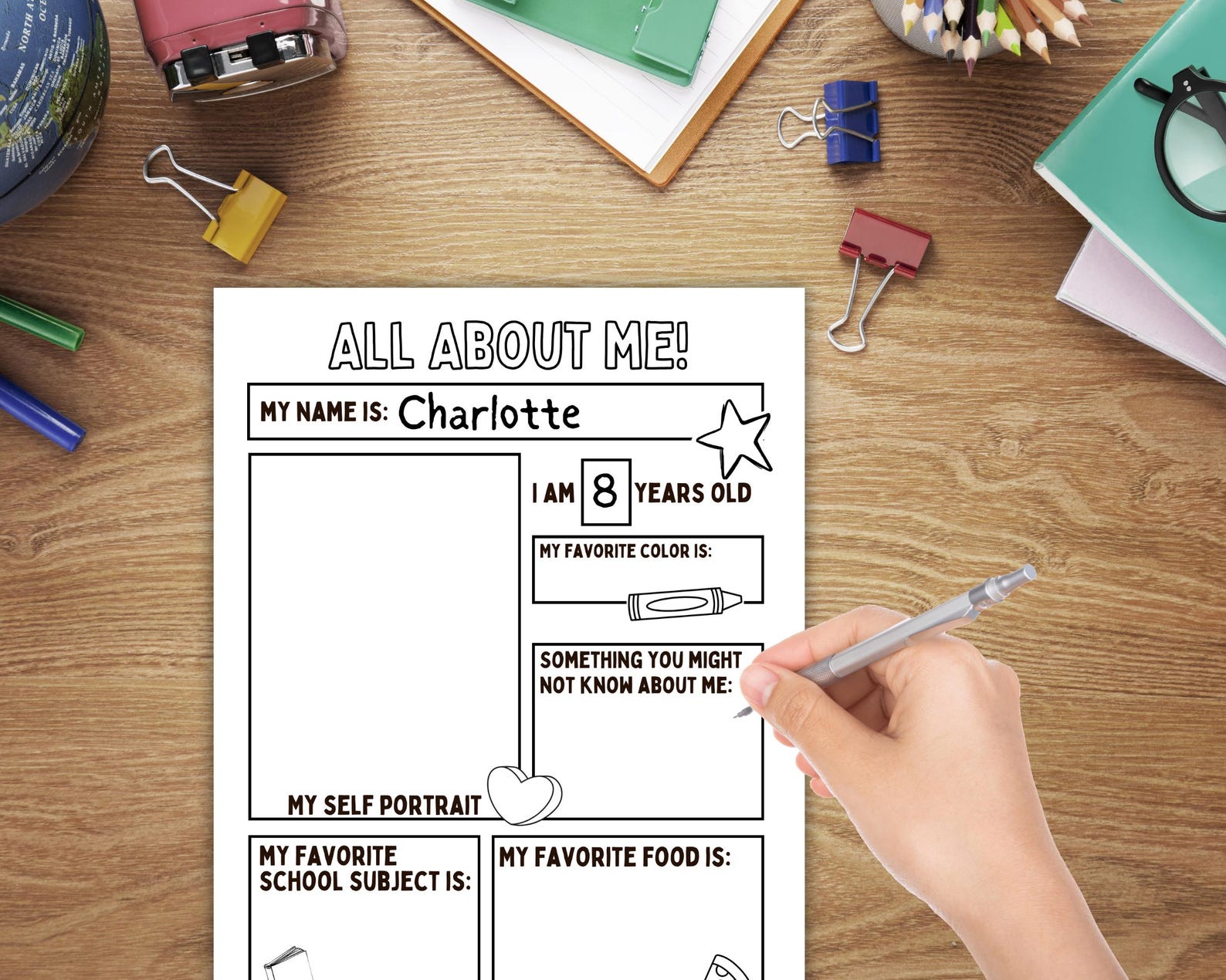 All About Me Printable, All About Me Worksheet, Back to School, Get to ...