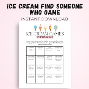 Ice Cream Find Someone Who Game, Ice Cream Game, Ice Cream Activity ...