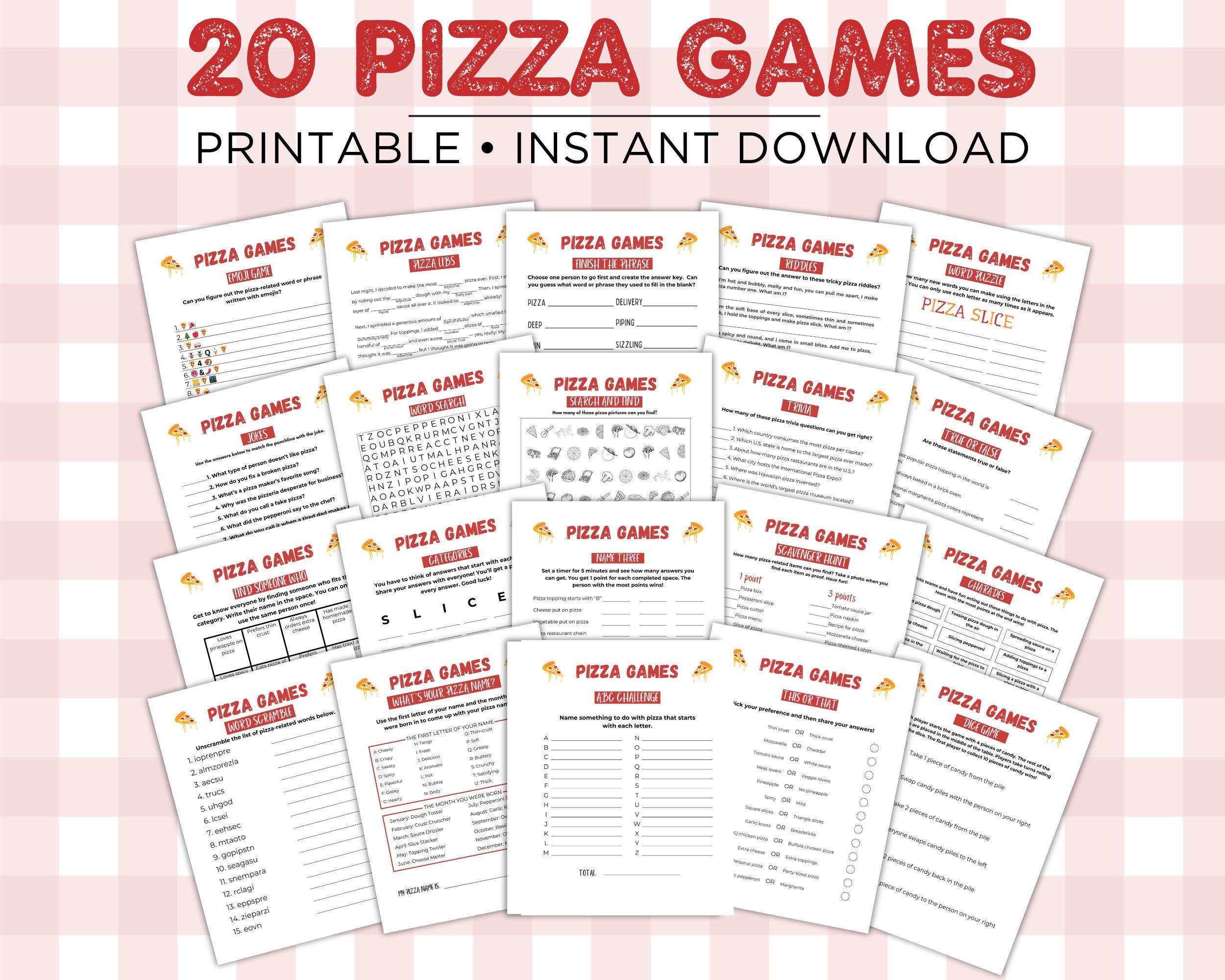Pizza Games, Pizza Party Games, Baby Shower Games, Slumber Party Games ...
