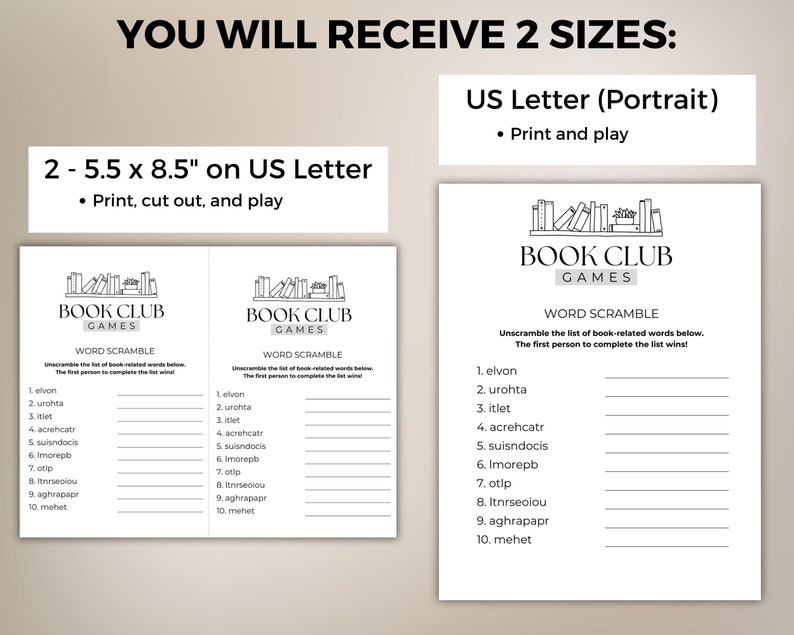 Book Club Word Scramble Game, Book Club Icebreaker Game, Book Club ...