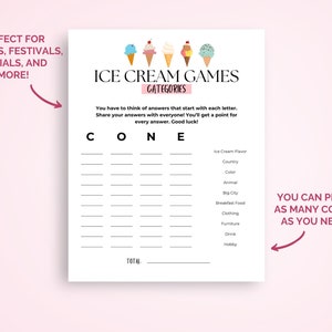 Ice Cream Games, Ice Cream Party Games, Ice Cream Game Printable, Ice ...