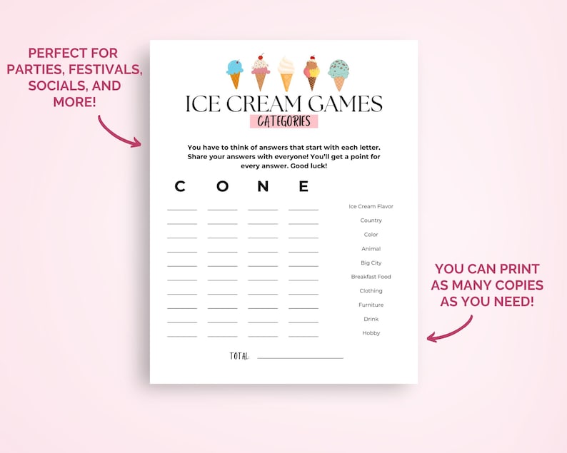 Ice Cream Games, Ice Cream Party Games, Ice Cream Game Printable, Ice ...