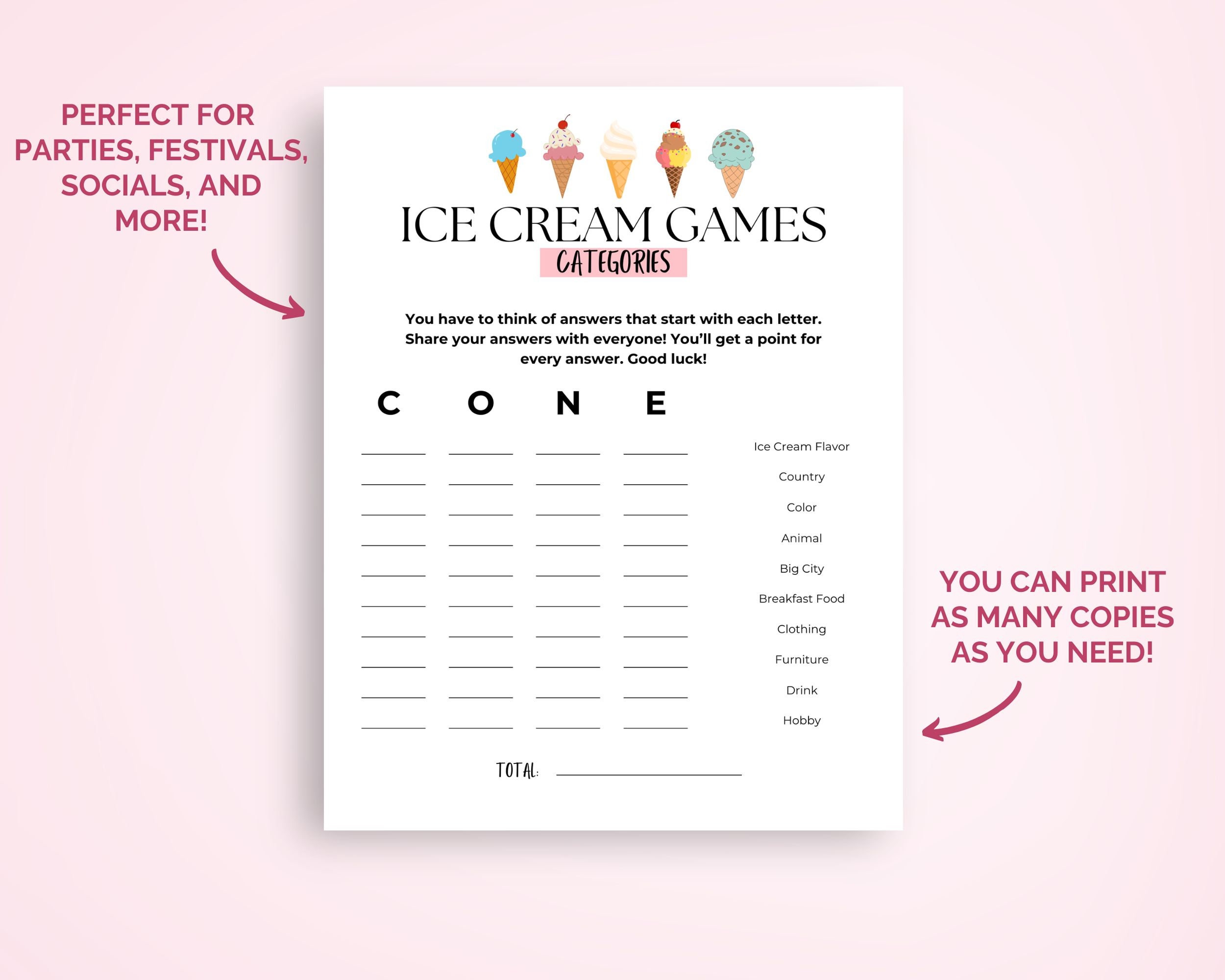 Ice Cream Games, Ice Cream Party Games, Ice Cream Game Printable, Ice ...