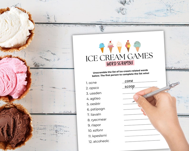 Ice Cream Word Scramble, Ice Cream Party Game, Ice Cream Birthday Party ...
