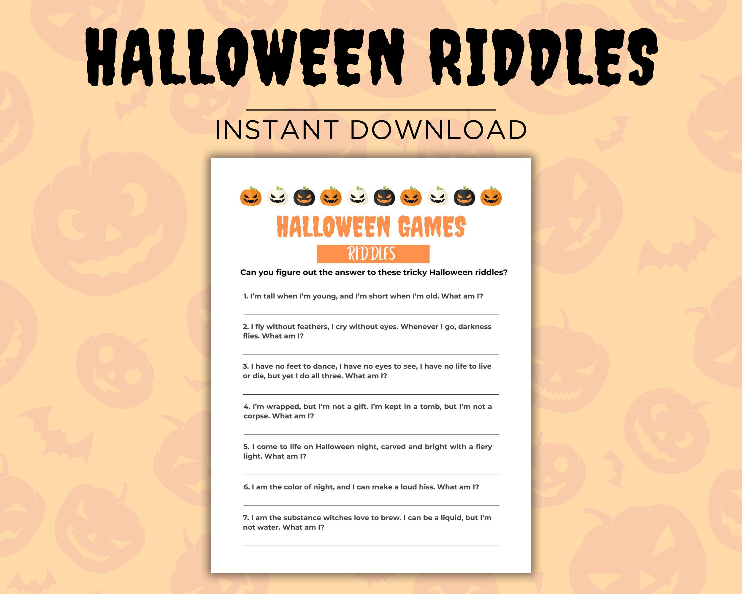 Halloween Riddles, Halloween Riddle Me This, Halloween Game, Halloween ...