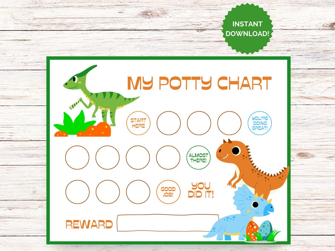 Dinosaur Potty Training Chart, Potty Training Chart Printable, Potty ...