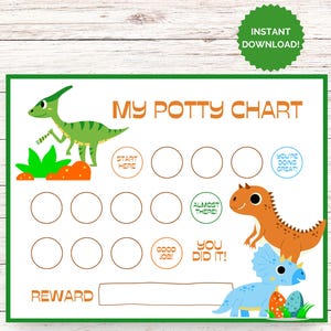 Dinosaur Potty Training Chart, Potty Training Chart Printable, Potty ...