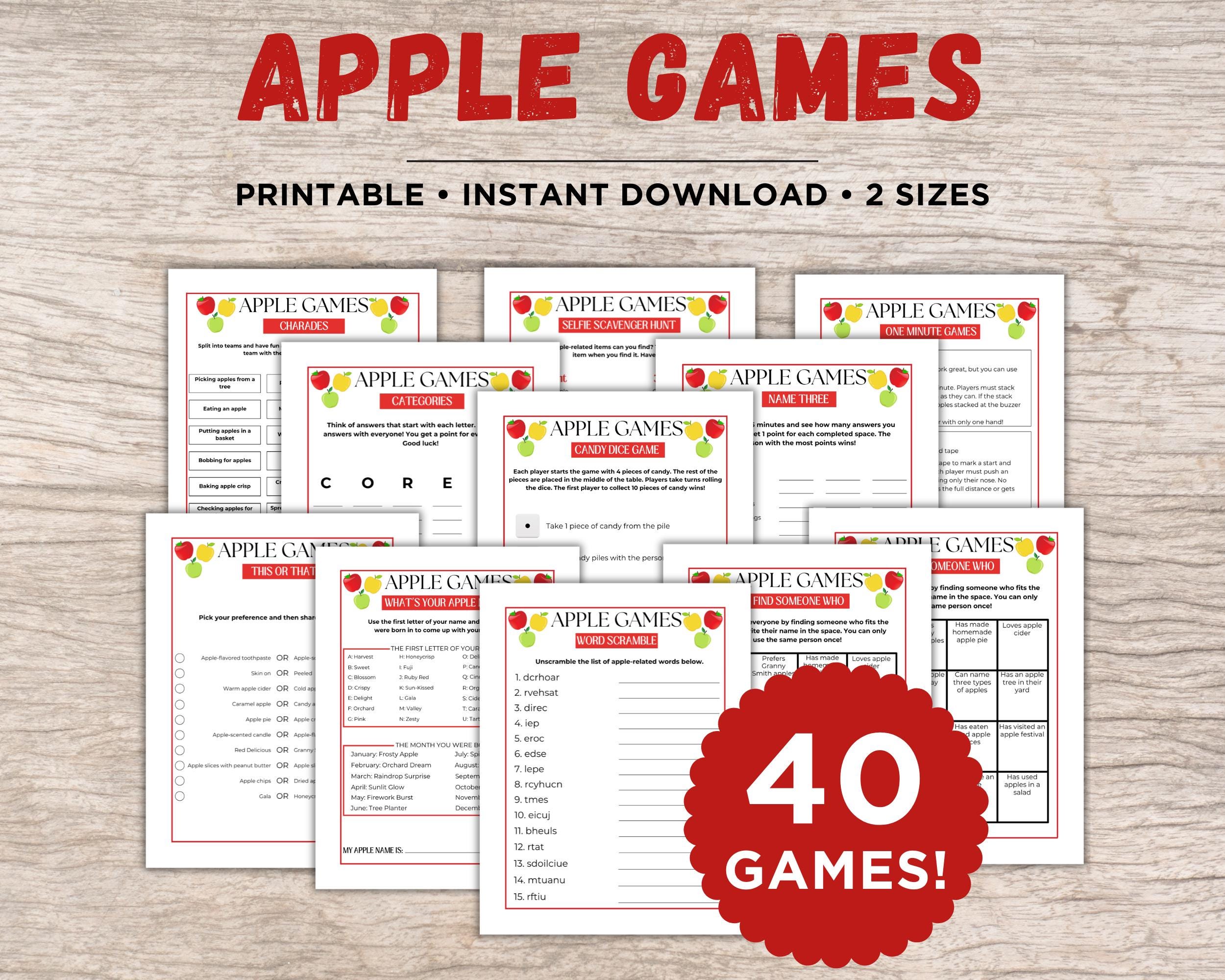 Apple Games, Apple Orchard Games, Apple Game Bundle, Apple Party Games ...