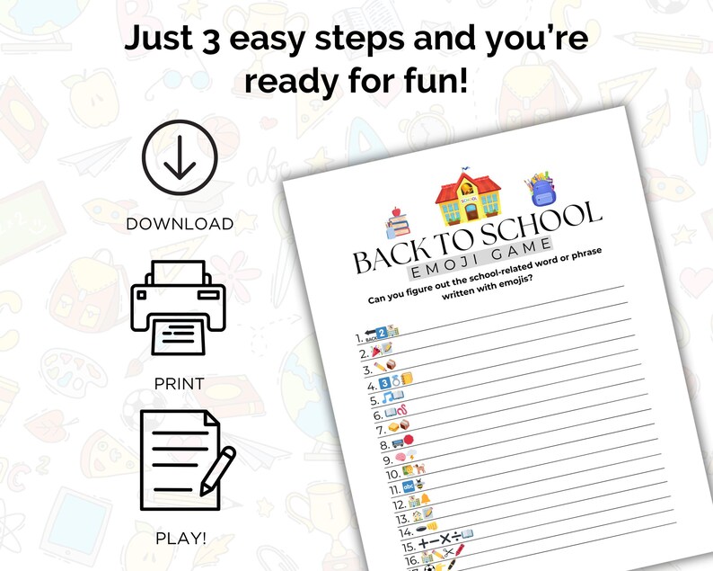 Back to School Emoji Game, Guess the Emoji Game, Emoji Guess Game ...