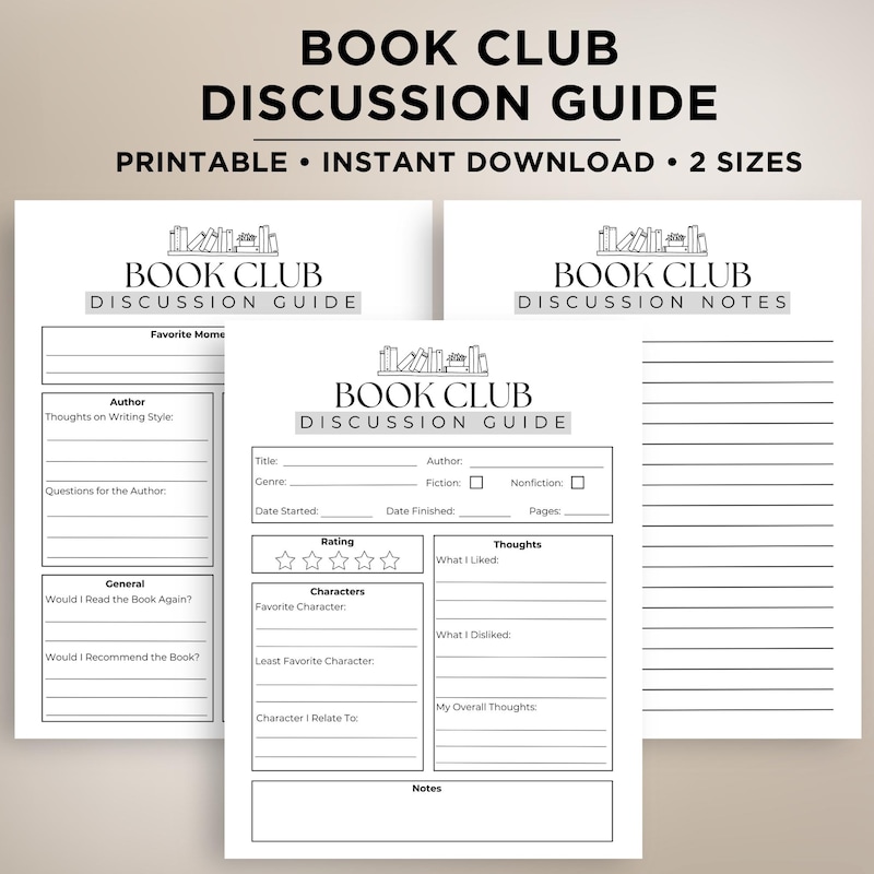 Book Club Notes Template - Etsy