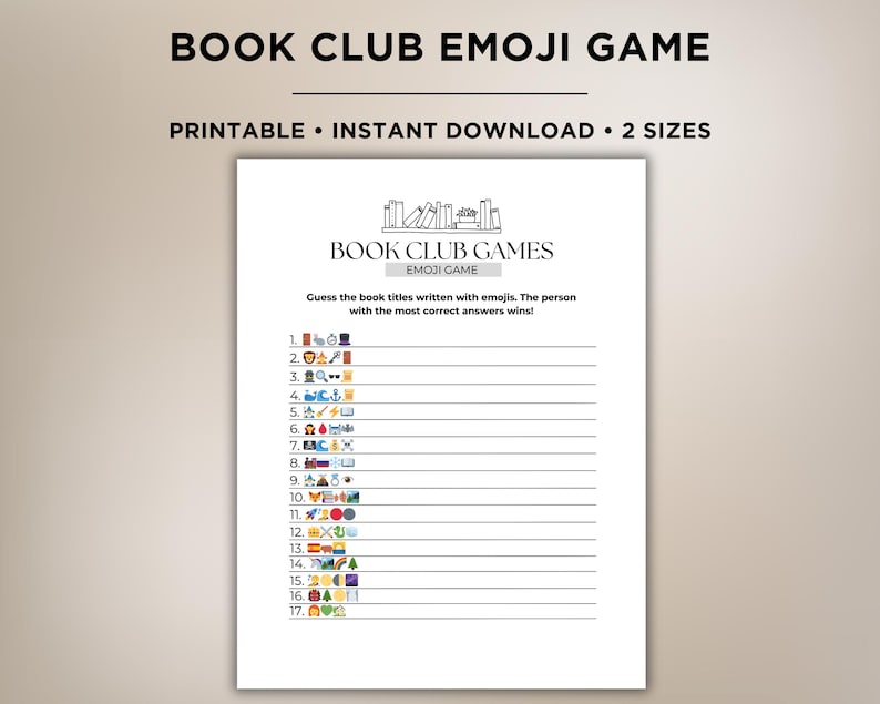 Book Club Emoji Game, Book Title Emoji Game, Emoji Guessing Game, Book ...