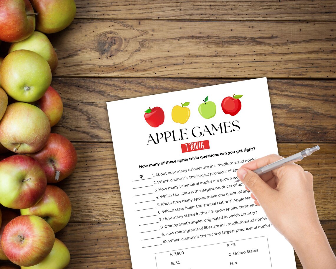 Apple Trivia, Apple Trivia Game, Fall Trivia, Printable Apple Trivia ...