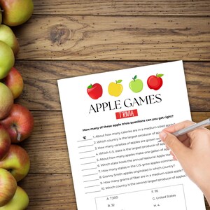 Apple Trivia, Apple Trivia Game, Fall Trivia, Printable Apple Trivia ...