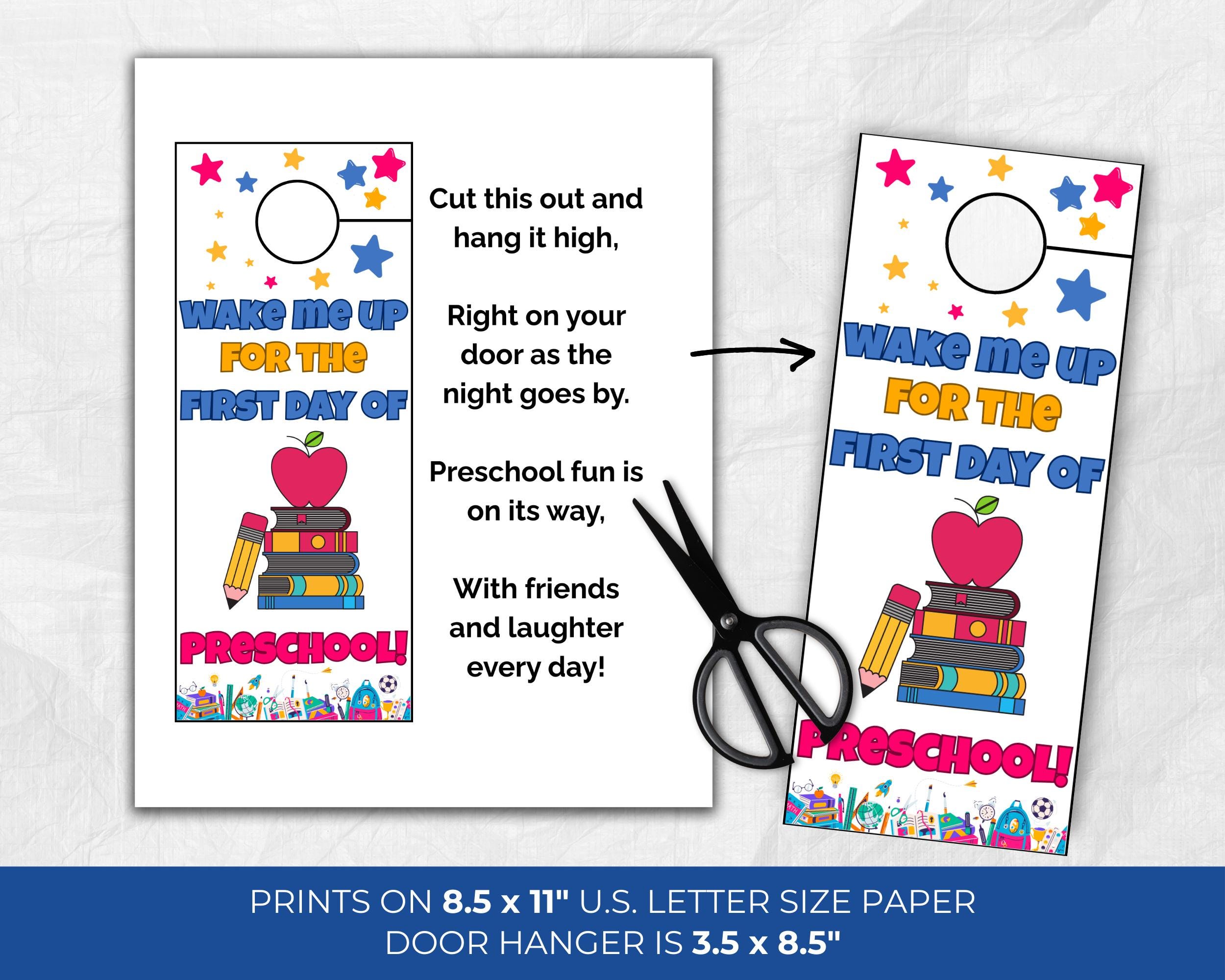 Printable First Day of Preschool Door Hanger, Preschool Door Hanger ...