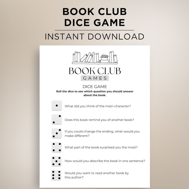 Dice Game for Book Club - Etsy