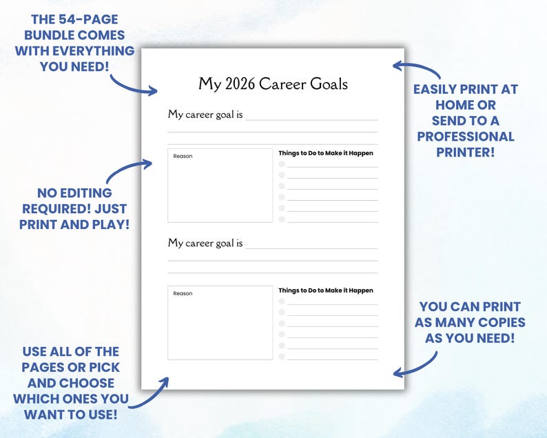 2026 Goal Planner, 2026 Goals Tracker, New Year Resolutions, Goal ...