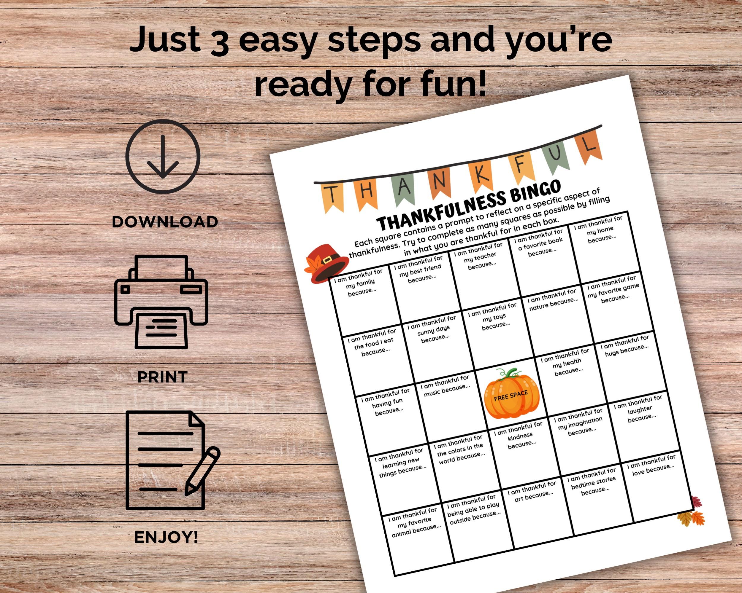 Gratitude Bingo, Thankfulness Bingo, Thanksgiving Bingo, Gratitude ...