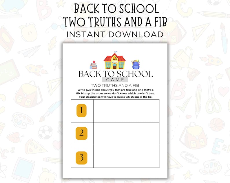 Two Truths and a Fib Game for Kids, Two Truths and a Lie, Back to ...