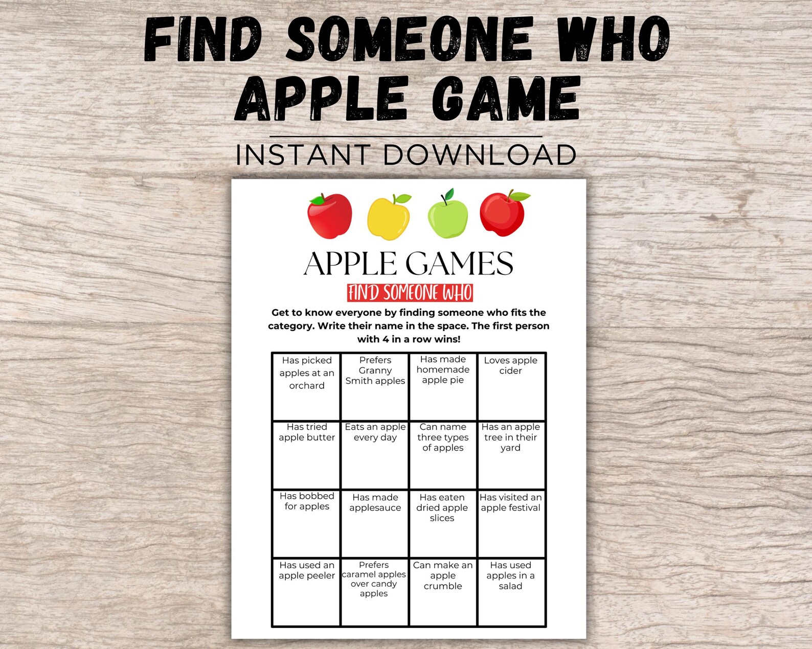 Apple Find Someone Who Game, Apple Game, Apple Activity, Apple Party ...